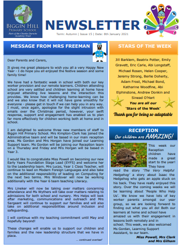 Issue 15 Newsletter 080121 | Parent Newsletters | Parent Portal